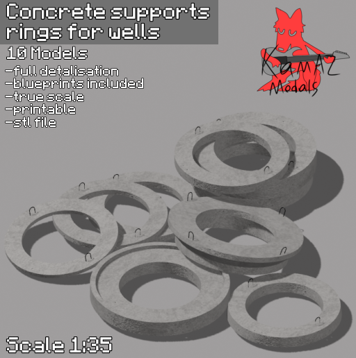 🌆 Concrete support rings for wells 1/35・ 3D File for 3D printing・Cults