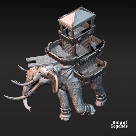 3D file War Elephant with Archer Castle | Snake Army | Fantasy | Ring ...