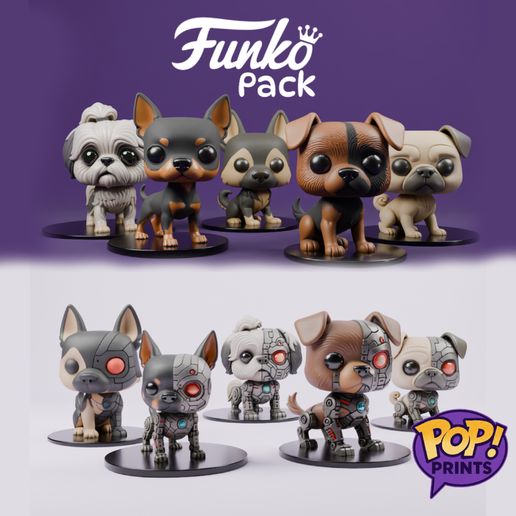 🐕 Pets Dogs Funko Pop Pack 10 model!・ STL File for 3D printing・Cults