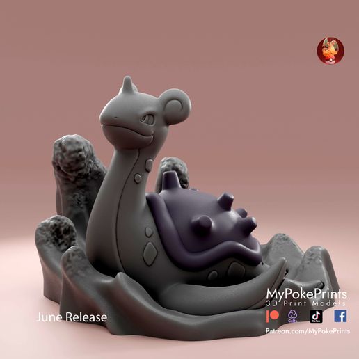 🌊 Lapras on a wave - presupported・ 3D File for ・Cults