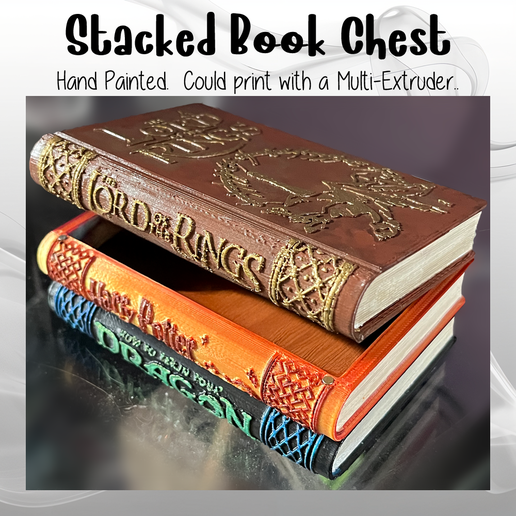 📚 Fantasy Book Stack Chest・ STL File for 3D printing・Cults