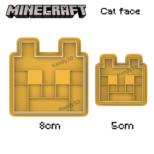 🐱 Minecraft Cat Cookie Cutter - Face (5cm & 8cm)・ STL File for 3D ...