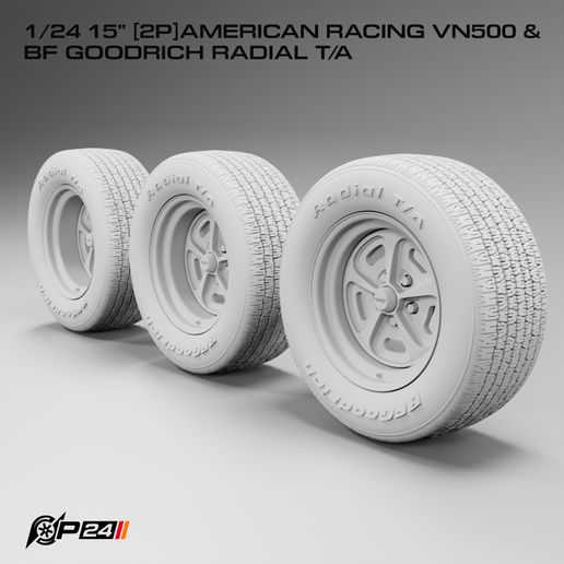🛞 1/24 15" [2P] American Racing VN500 & BF Goodrich Radial T/A・ STL ...
