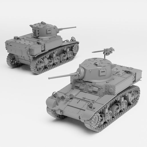 🪖 M3A1 Stuart - 1/72 tank model - Supported・ STL File for 3D printing・Cults