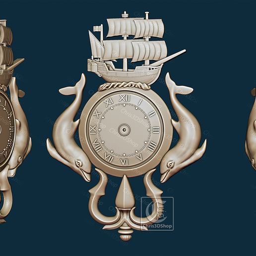 🕰️ Dolphins Wall Clock - 3D STL file for CNC・Archivo 3D para Mecanizado ...