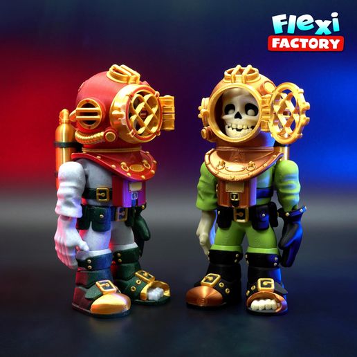 🧑‍🏭 Flexi Factory Skeleton Diver with Scuba tank and 3mf included ...
