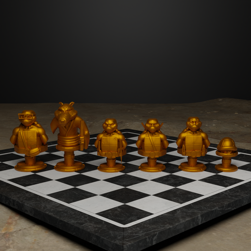 STL file Ninja Turtle Chess Set- Ninja Turtle Character Chess With 6 ...