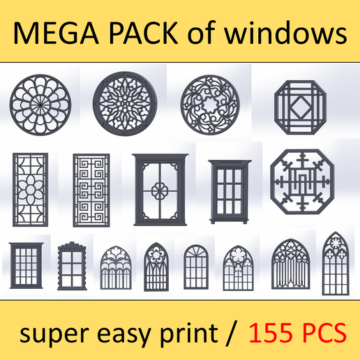 🪟 MEGA PACK of windows・ STL File for 3D printing・Cults