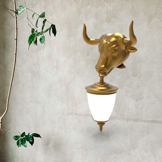 🐂 Bull Head Wall Lamp・ OBJ File for 3D printing・Cults