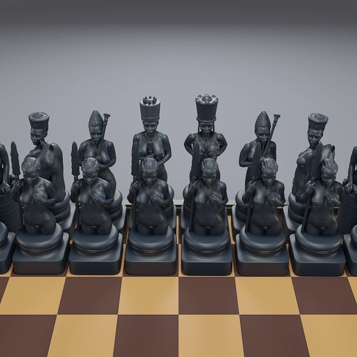 ♀️ Female Model Chess Set・ STL File for 3D printing・Cults