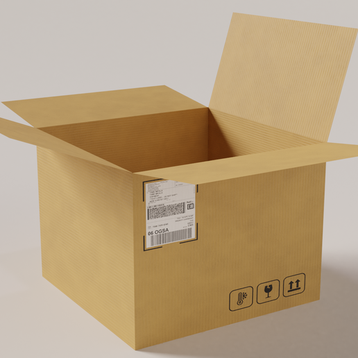 📦 Cardboard box package with 3D texture model・ STL File for ・Cults