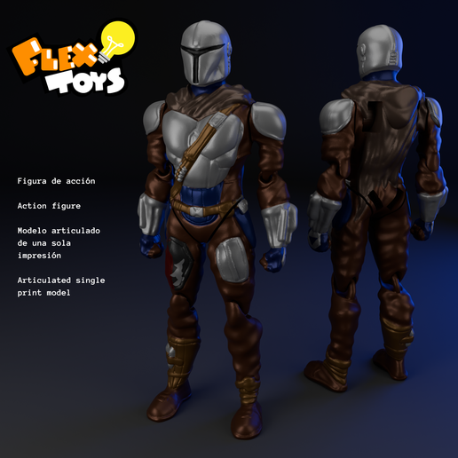 Mandalorian Interpretation Flexi Action Figure・ STL File for 3D ...