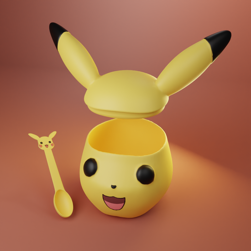 🥣 Pikachu's head : Sugar Bowl / Vessel・ STL File for 3D printing・Cults