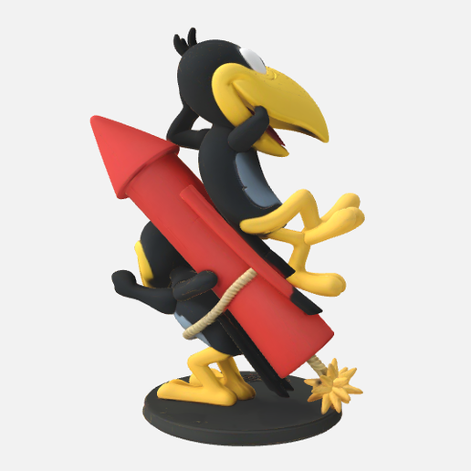 🐦 Mischievous Cartoon Crow Rocket Ride STL | Retro Comic Bird ...