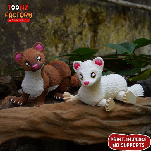 🔗 PRINT IN PLACE CUTE FLEXI WEASEL・ STL File for 3D printing・Cults