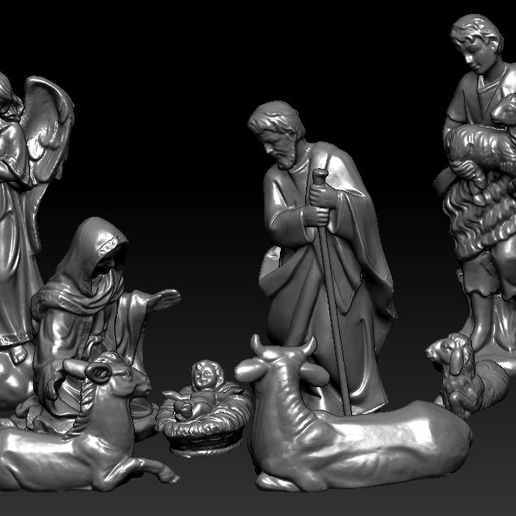 🎄 Nativity Scene 3D Model Set – Joseph, Mary, Baby Jesus, Angel ...