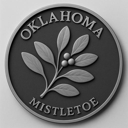 💐 Oklahom astate flower mistletoe coin token wall art・ STL File for 3D ...