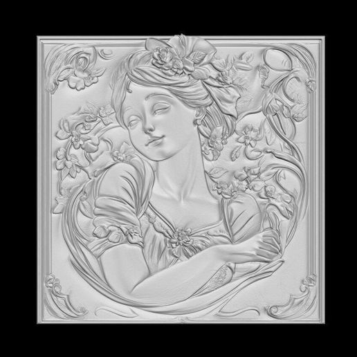 👩 Romantic Woman 3D Relief・Free STL File for 3D printing and CNC ...
