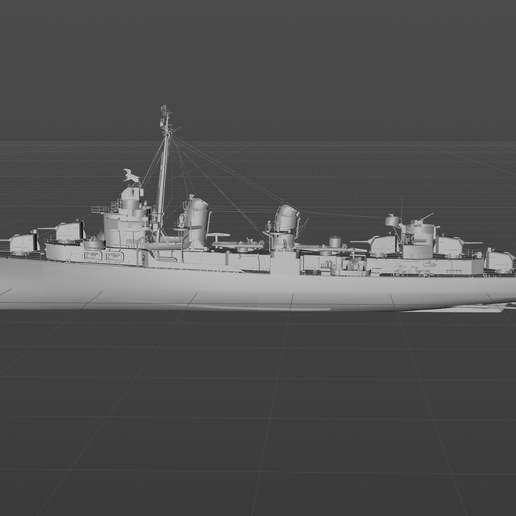 🚢 Digital model of the US Fletcher-class destroyer・ OBJ File for 3D ...