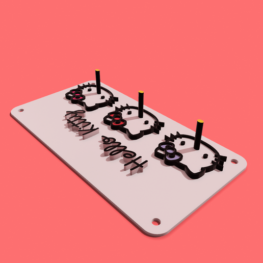 👋 HELLO KITTY WALL KEY HANGER・ STL File for 3D printing・Cults