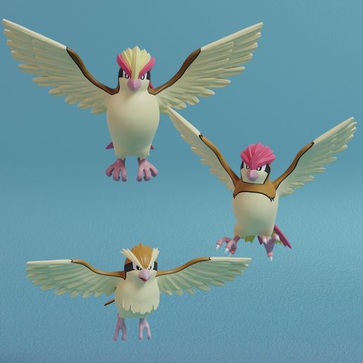🐉 Pokemon - Pidgey, Pidgeotto and Pidgeot with 2 poses・ STL File for ・Cults