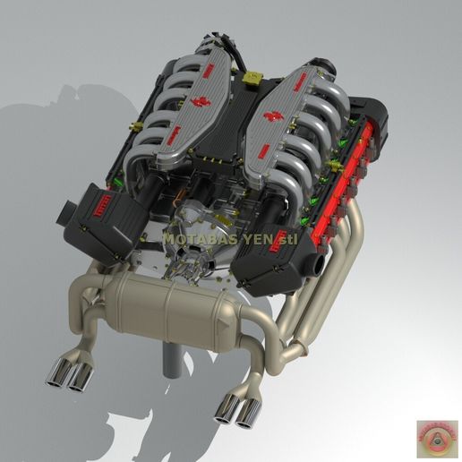 💭 FERRARI 512 TR - ENGINE・ STL File for 3D printing・Cults