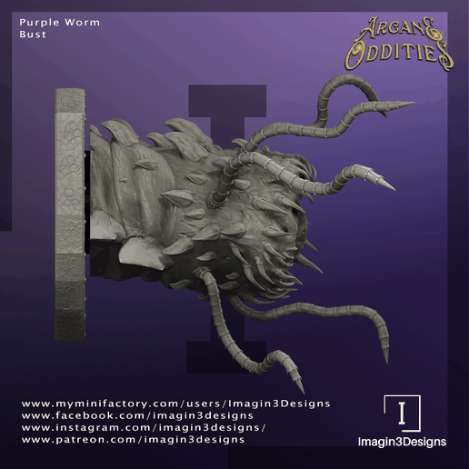 🪱 Purple Worm Bust・ 3D File for 3D printing・Cults