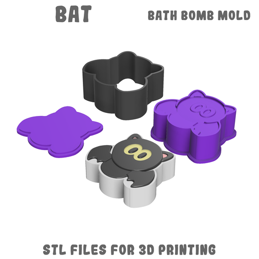 🦇 Bat bath bomb mold・ STL File for 3D printing・Cults