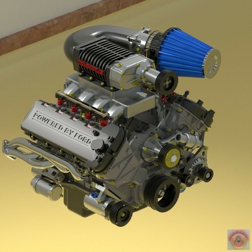 🚙 FORD COYOTE 5.0 V8 SUPERCHARGER WHIPPLE- ENGINE・ STL File for 3D ...