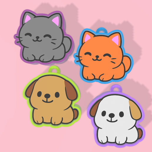 🗝️ Kawaii Animals Clicker Pack・ STL File for 3D printing・Cults