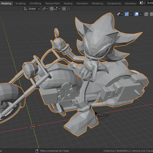 🦔 Shadow the hedgehog on his motorcycle - Sonic collection SEGA・ OBJ ...