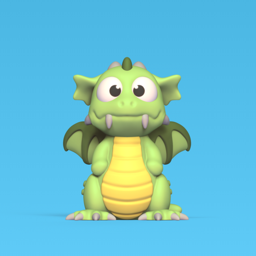 🐉 Cartoon Sitting Dragon・ 3D File for ・Cults