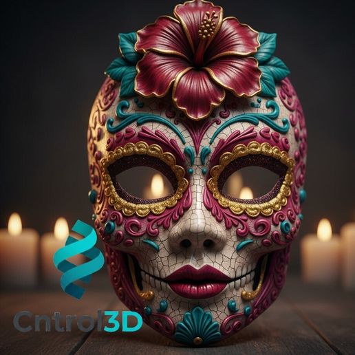 😵 Day of the Dead Catrina Mask・ STL File for 3D printing・Cults