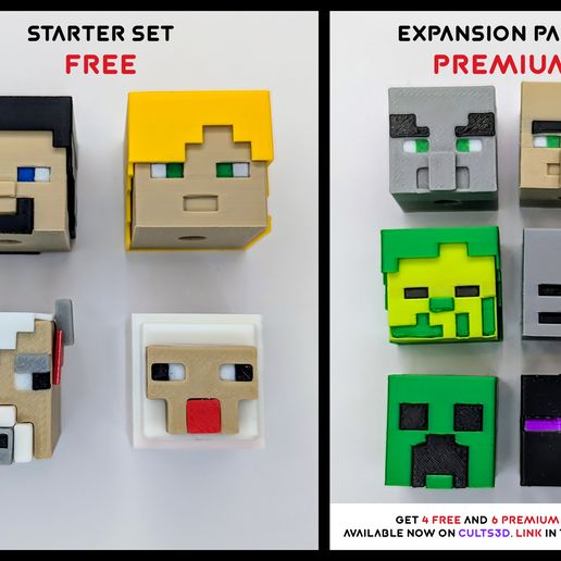 🐄 Minecraft Beads Starter Set - Steve, Alex, Cow, Sheep・Free 3MF File ...