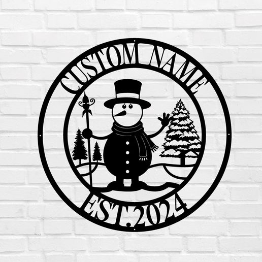 3D file Christmas Snowman Metal Sign 🎄 ・3D printer design to download・Cults