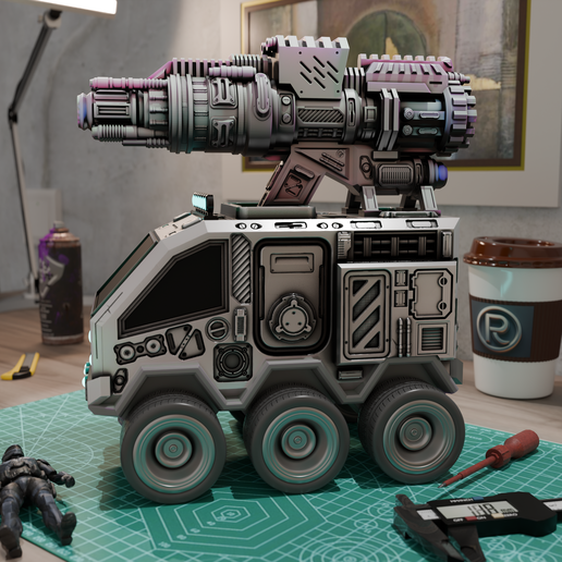 🚐 Sci-Fi Combat Van 3D Print・Free 3D File for 3D printing・Cults