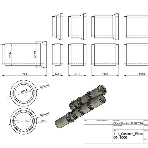 🚜 1/14 - Concrete Pipes DN 1000 FOR RC MODELS・ OBJ File for 3D printing ...