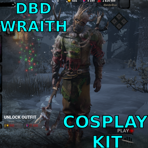 😵 Cosplay Dead By daylight DBD Wraith Default FOrsaken Stag Cosmetico ...