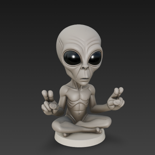 👽 Meditating Alien Figurine Toy・ STL File for 3D printing・Cults