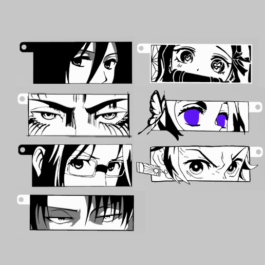 ANIME KEY RINGS (EYES) MULTICOLOR WITHOUT AMS 🍭・ STL File for 3D ...