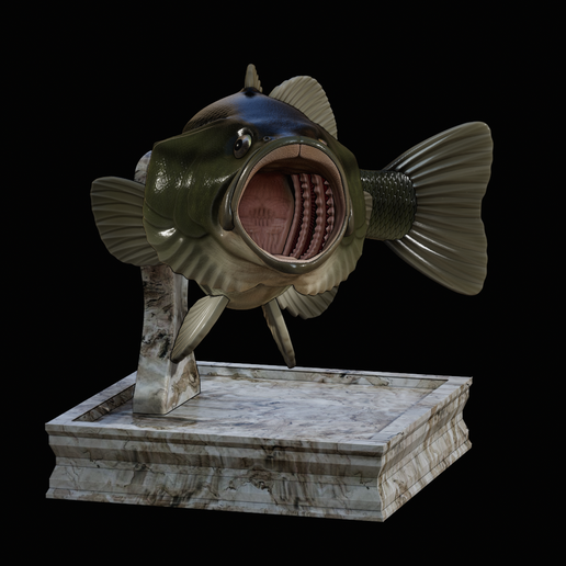 🐠 fish Largemouth Bass / Micropterus salmoides in motion trophy statue ...