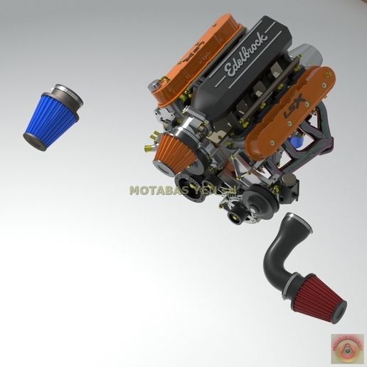 🚙 CHEVROLET LSX with EDELBROCK PRO FLOW XT - ENGINE・ STL File for 3D ...
