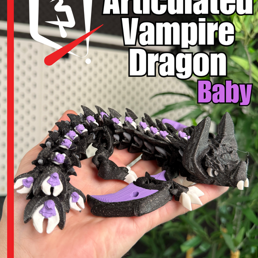 🐉🦇 Baby Articulated Vampire Dragon — The Night Flyer・ STL File for 3D ...