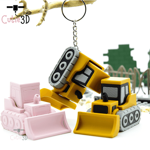 🚧 Cutie3D Construction Bulldozer Keycap Fidget Clicker Keychain - Cute ...