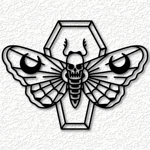🎨 Death Moth wall art Moth coffin wall decor 2d horror art Halloween ...