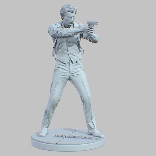👾 Leon S. Kennedy Noir - RE2 Remake Aiming Pose 3D Printable Statue ...