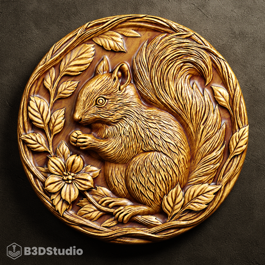 📁 Squirrel Relief for CNC Laser and 3D Print STL File and 4K Grayscale ...