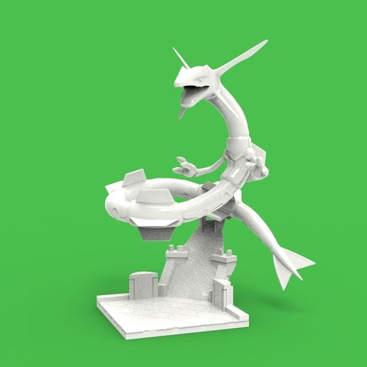 STL file model of pokemon rayquaza with scenery 🐉 ・Template to download ...