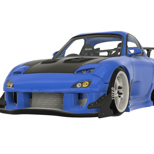 🚗 Mazda RX7 FD3S Rocket bunny and RE amemiya Full kit cartoon style・ 3D File for 3D printing・Cults