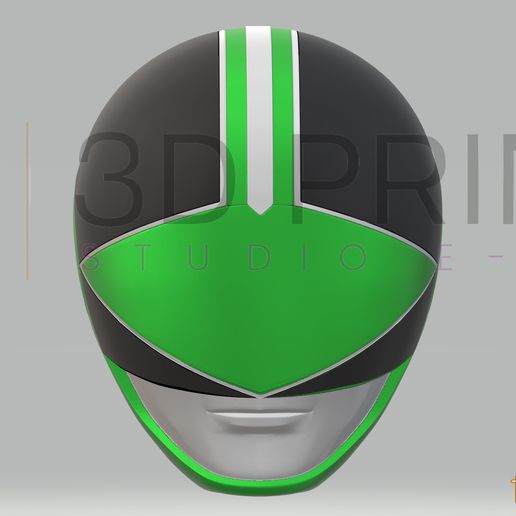 🪖 Power Rangers Time Force Green Ranger helmet・ STL File for 3D ...